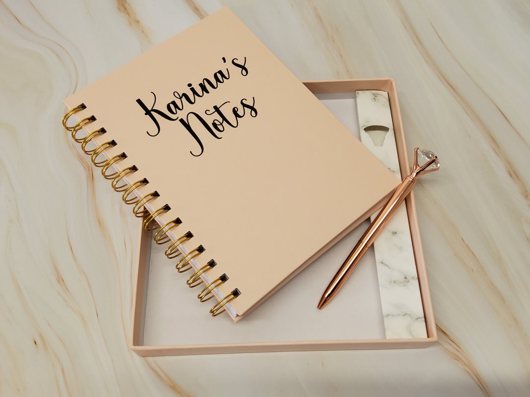 Personalised Hardback Spiral Notebook | Pink Notebook | Pen Gift Set ...