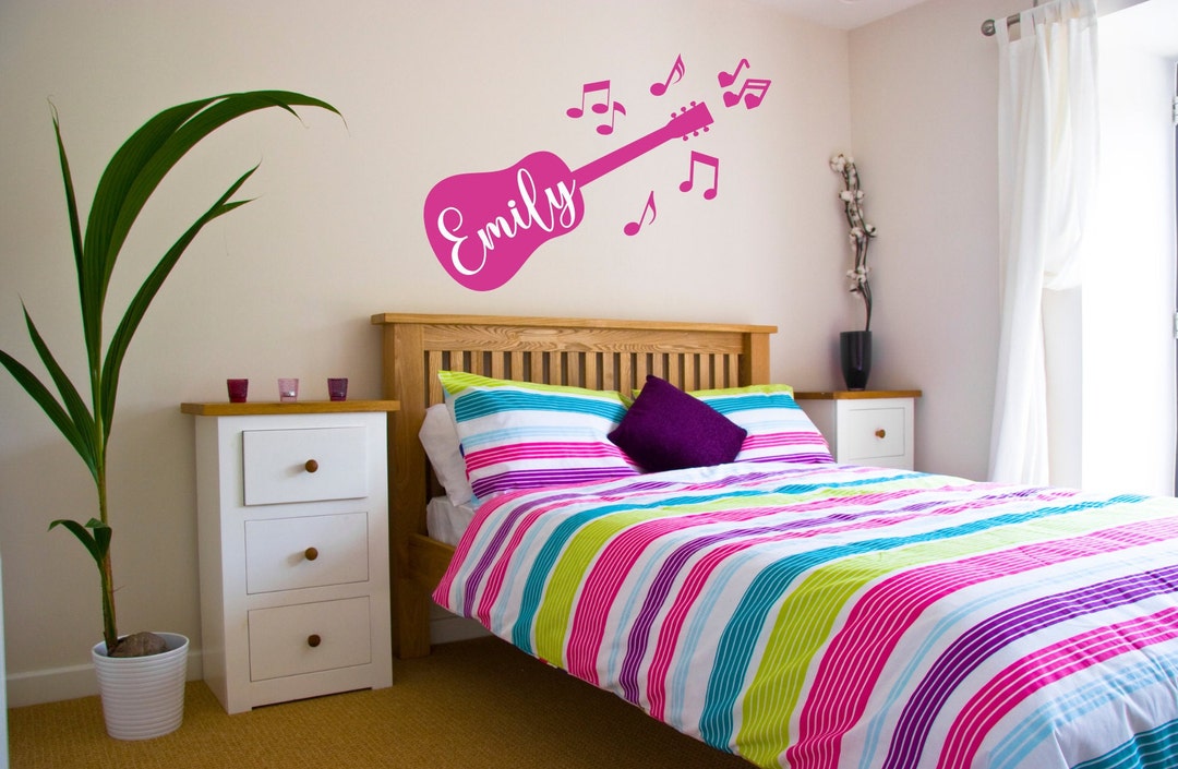 Personalised Wall Vinyl Sticker | Guitar Stickers | Bedroom Vinyl ...