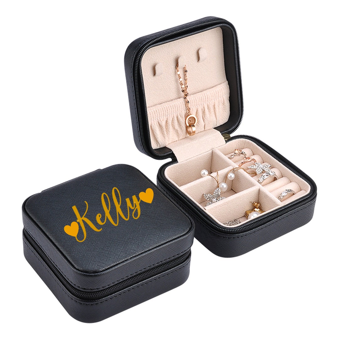Personalised Leather Jewellery Box | Initials | Vegan Leather Jewellery ...