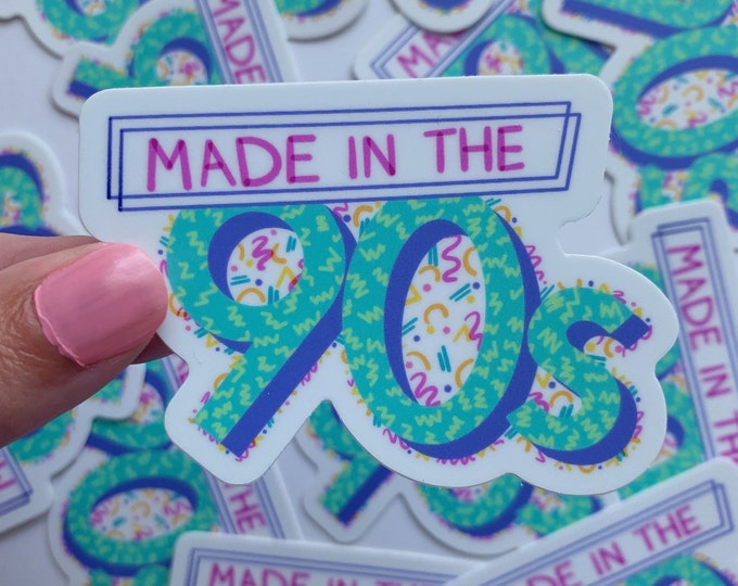 Made in the 90s Sticker 90s Baby Retro Vinyl Sticker for Laptop, Water ...