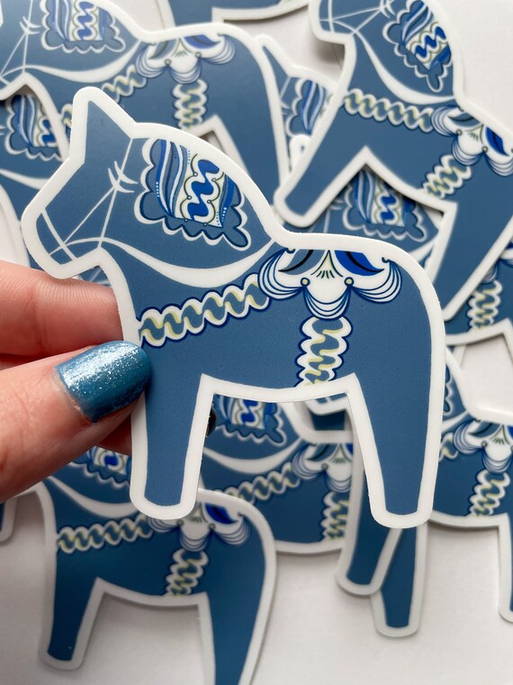 Blue Dala Horse Sticker Dalecarlian Horse Decal - Etsy