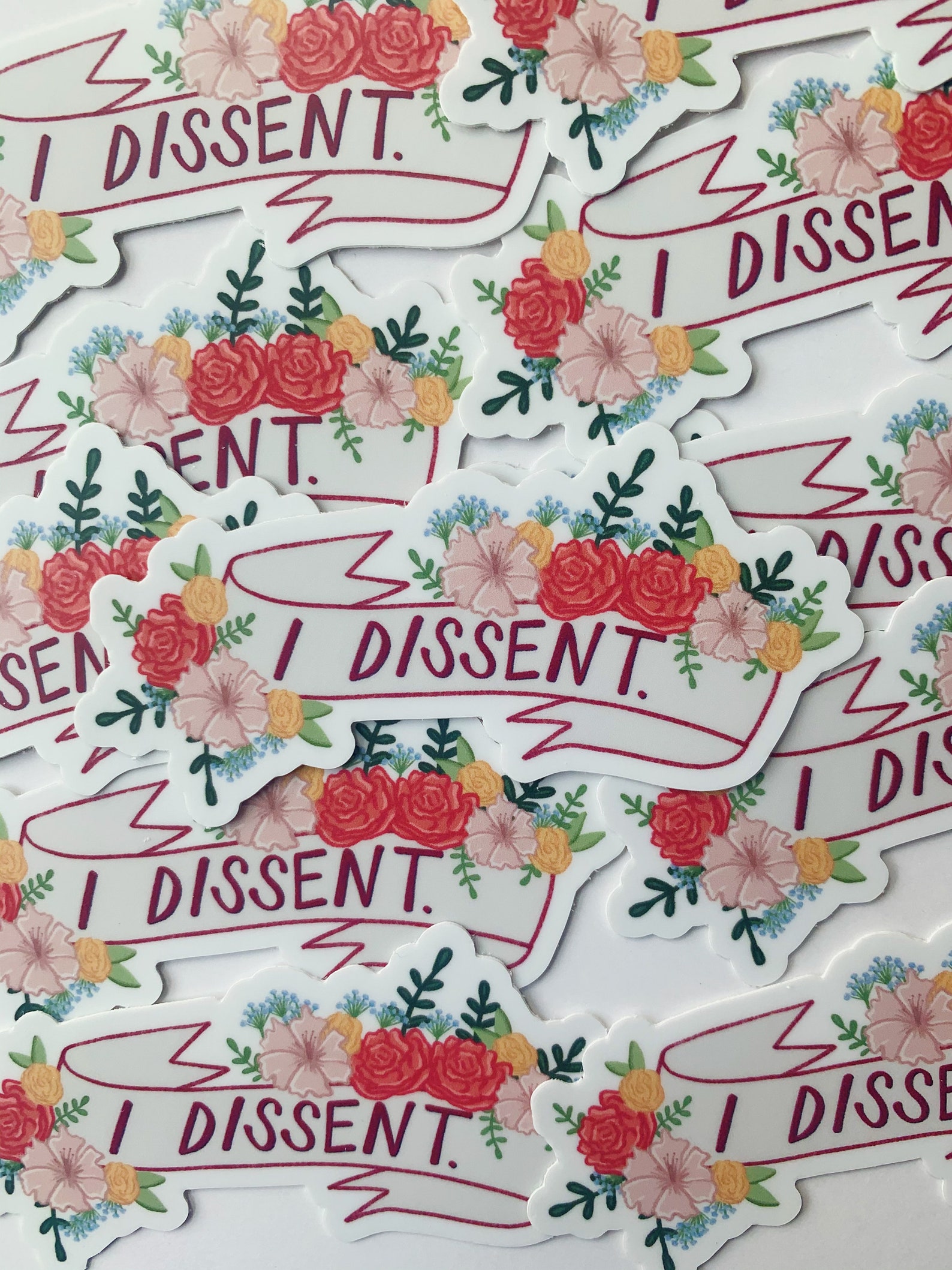 I Dissent Sticker Floral Banner I Dissent Decal RBG Quote - Etsy