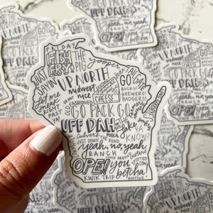 Wisconsin Sayings Sticker Minimalistic Wisconsin State Sticker Simple ...