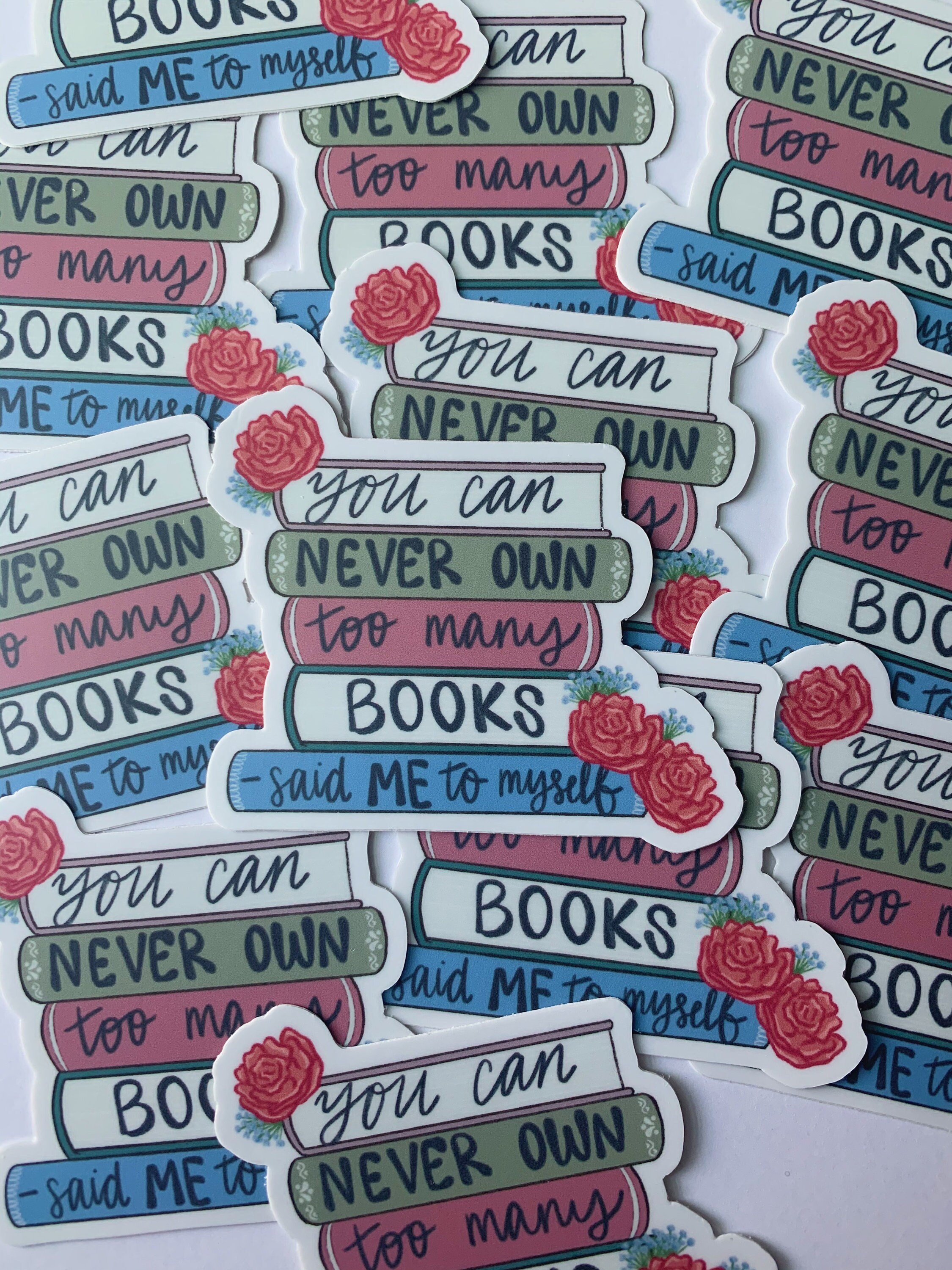 You Can Never Own Too Many Books Sticker Book Worm Decal | Etsy