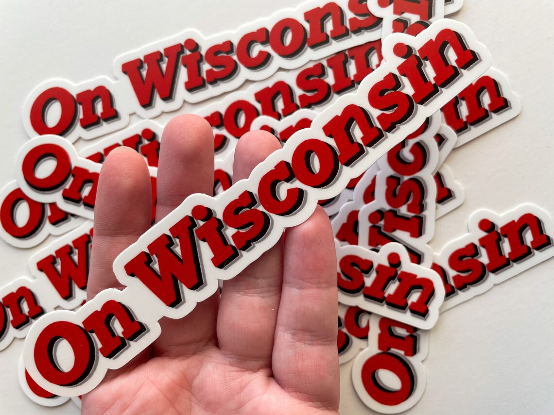 On Wisconsin Sticker Wisconsin Fan Decal UW Badger Gift - Etsy