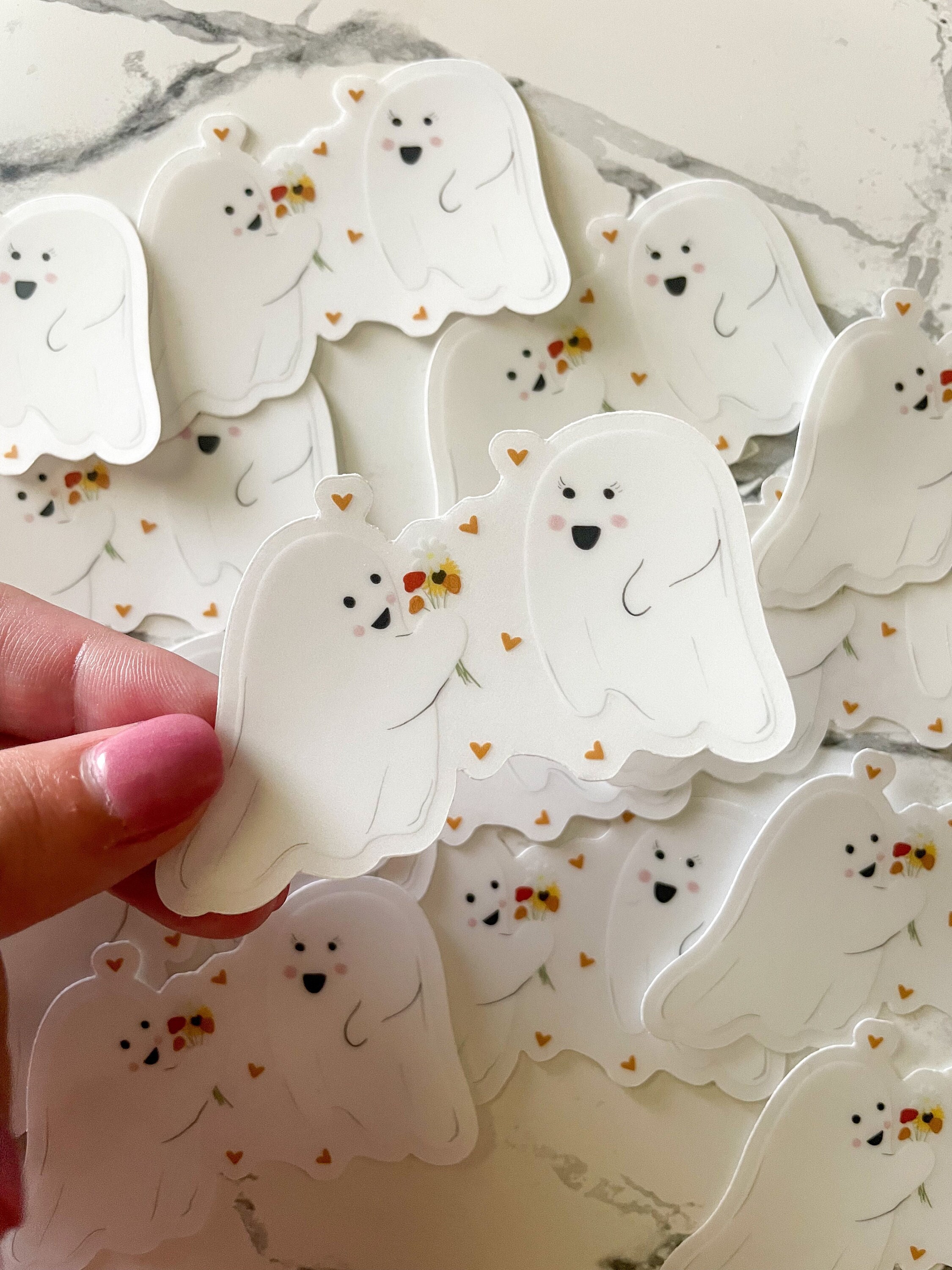 Ghost Spooky Sticker Cute Couple Ghost Sticker Halloween - Etsy