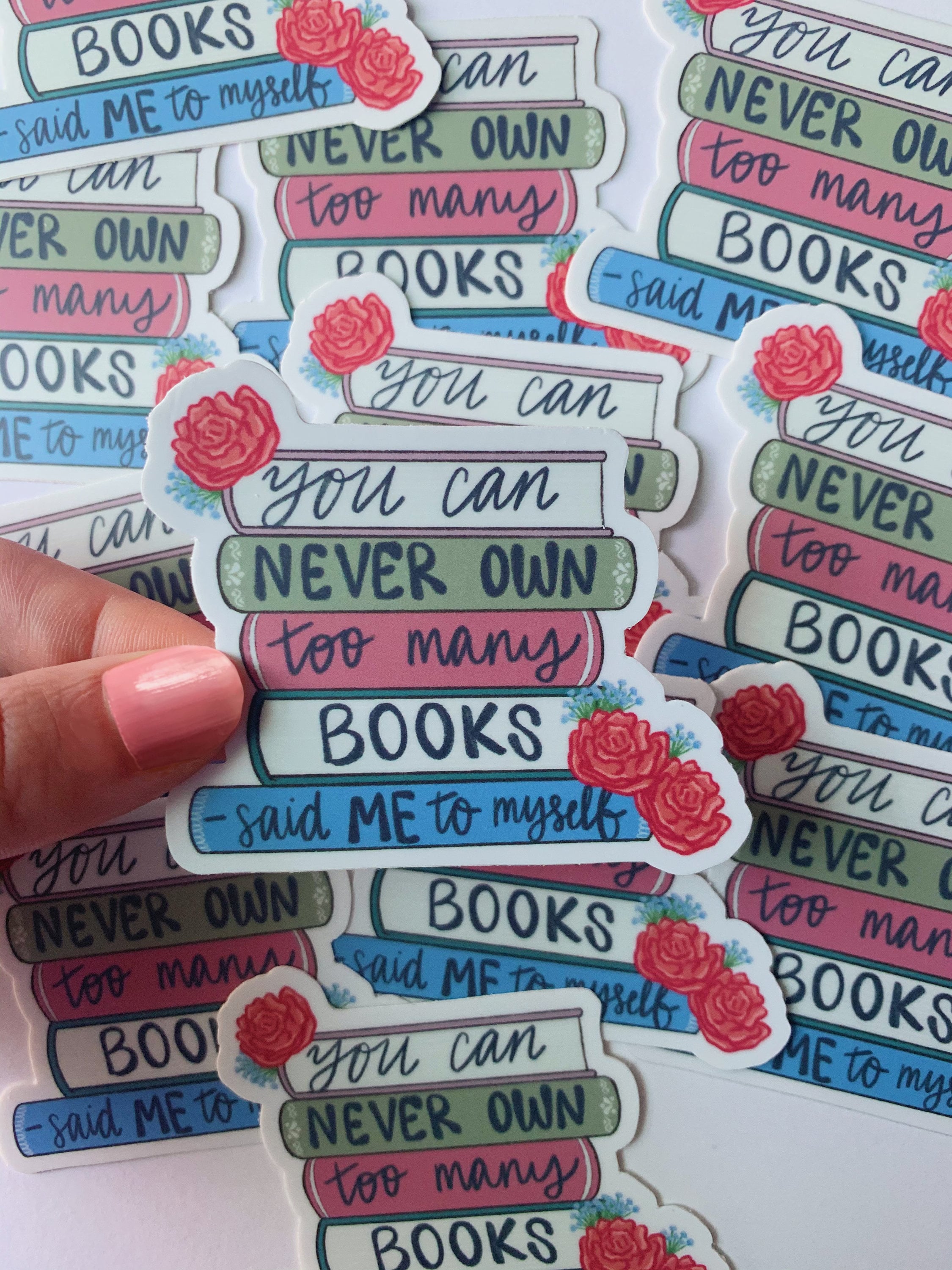 You Can Never Own Too Many Books Sticker Book Worm Decal | Etsy