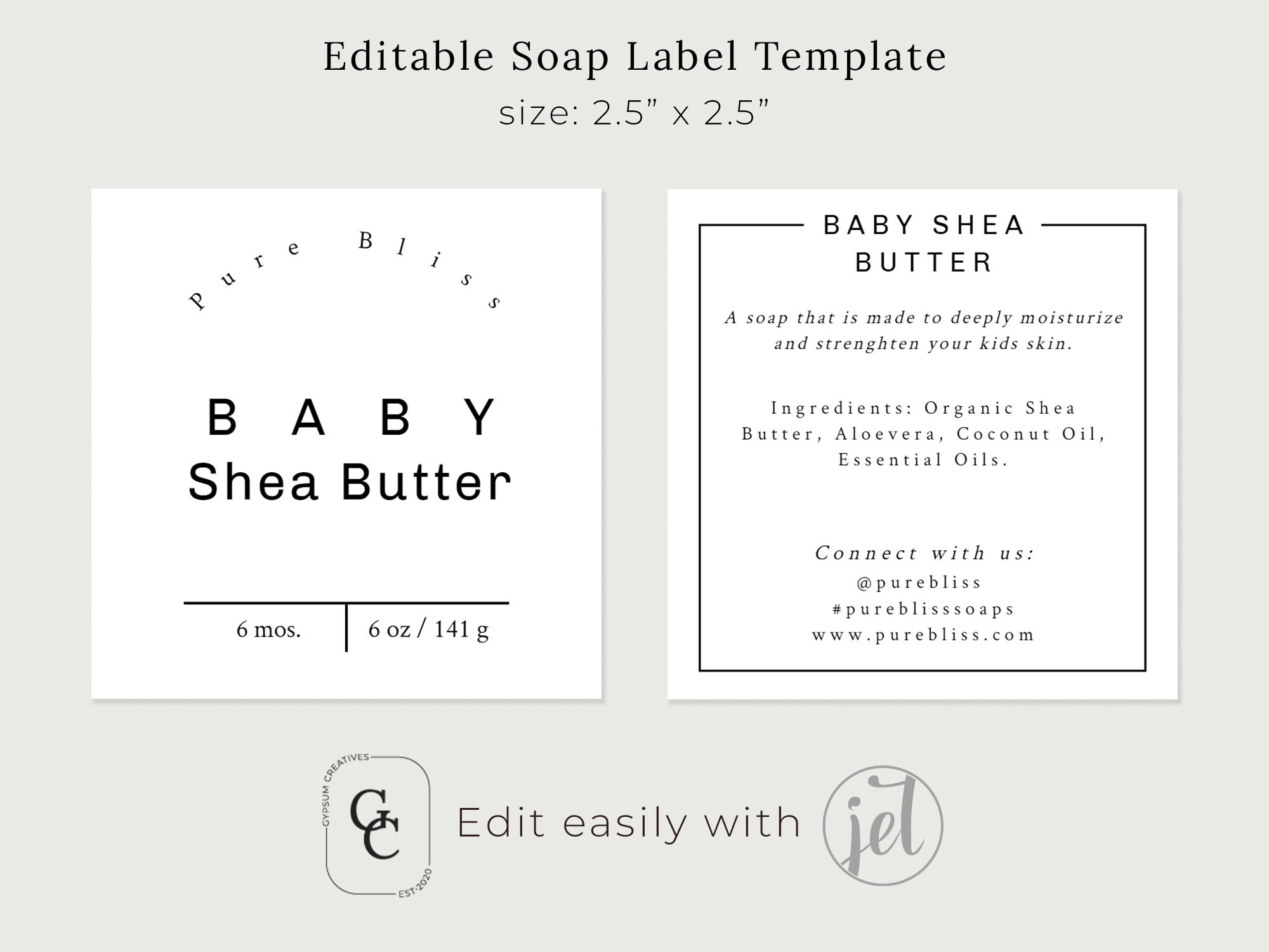 Editable And Printable Soap Label Template Minimalist Square Etsy My