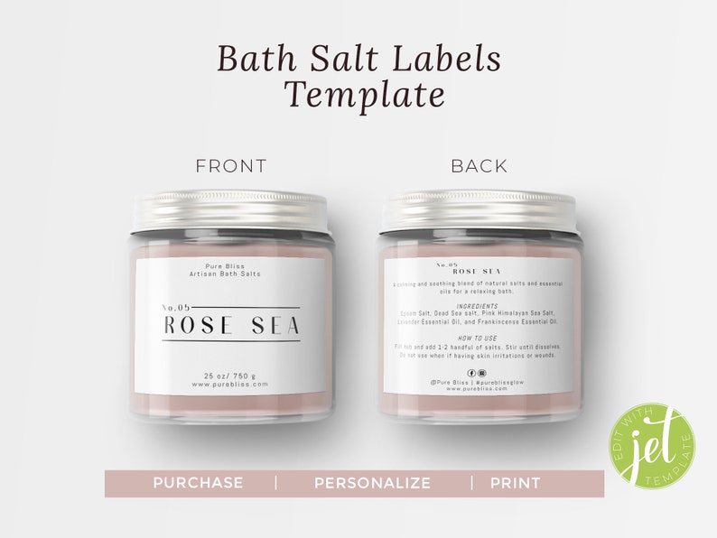 Editable and Printable Bath Salt Labels Body Scrub Label | Etsy