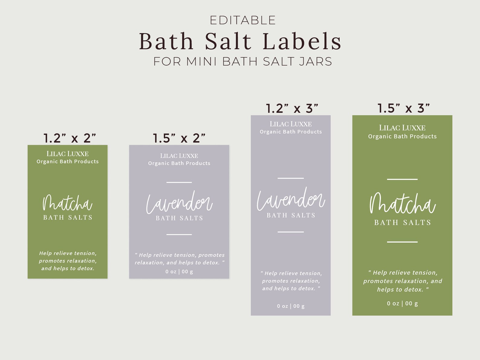 Bath Salt Label Template for Mini Jars Label for Bath Salt | Etsy