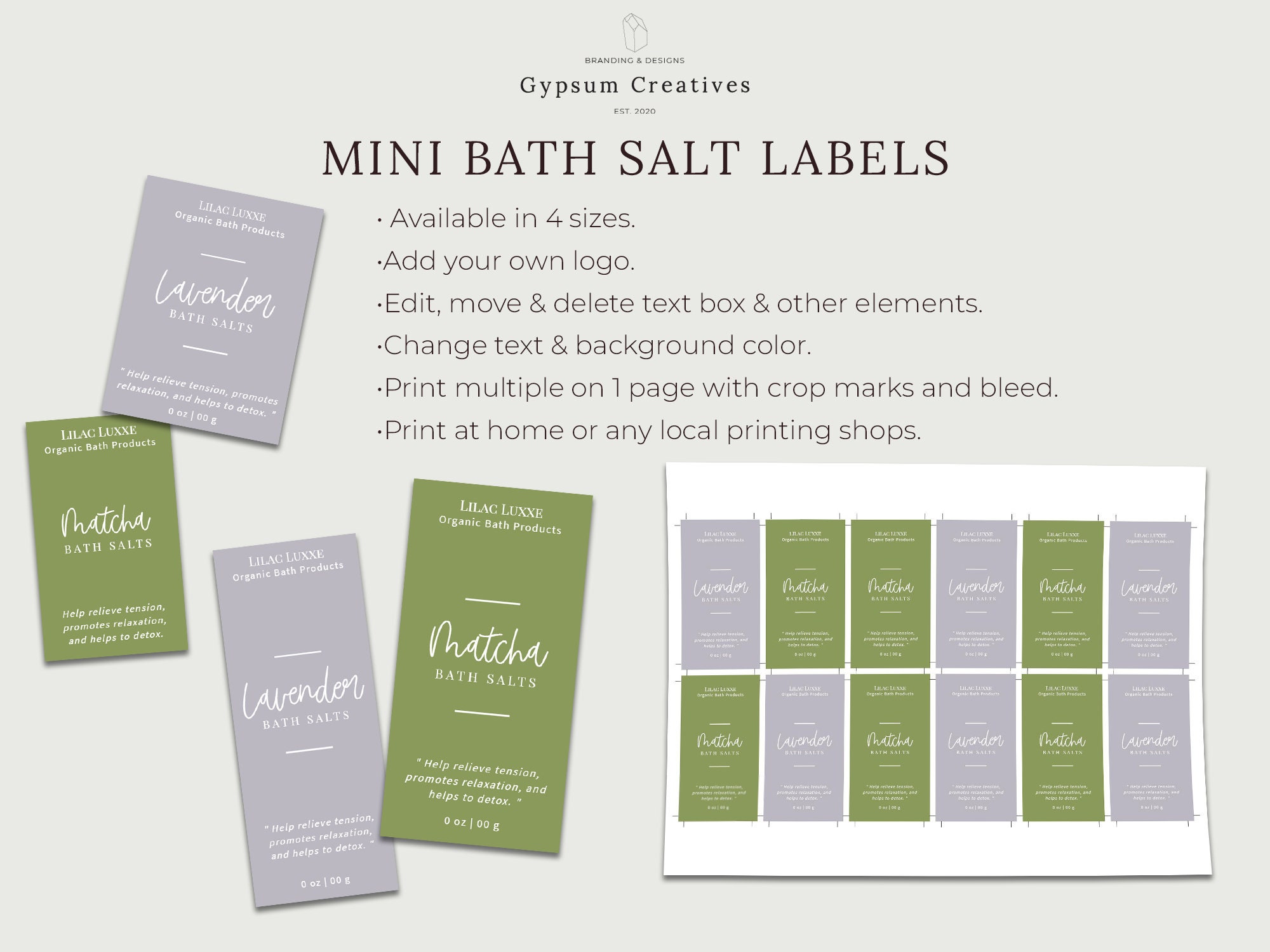 Bath Salt Label Template for Mini Jars Label for Bath Salt | Etsy