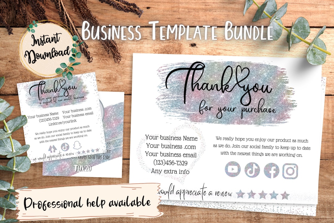 Thank You Card for Business Template Printable Thank You Card Instant ...