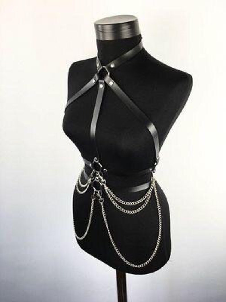 Gothic Body Harness Chains Faux Straps Sexy Bondage BDSM - Etsy