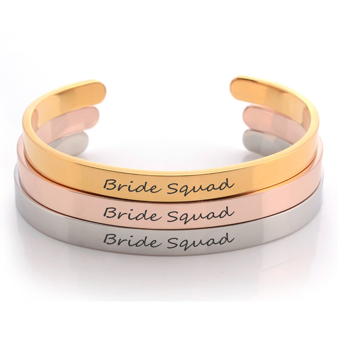 Bride Squad Cuff Bracelet, Bachelorette Party Favors, Bridesmaid Gifts ...