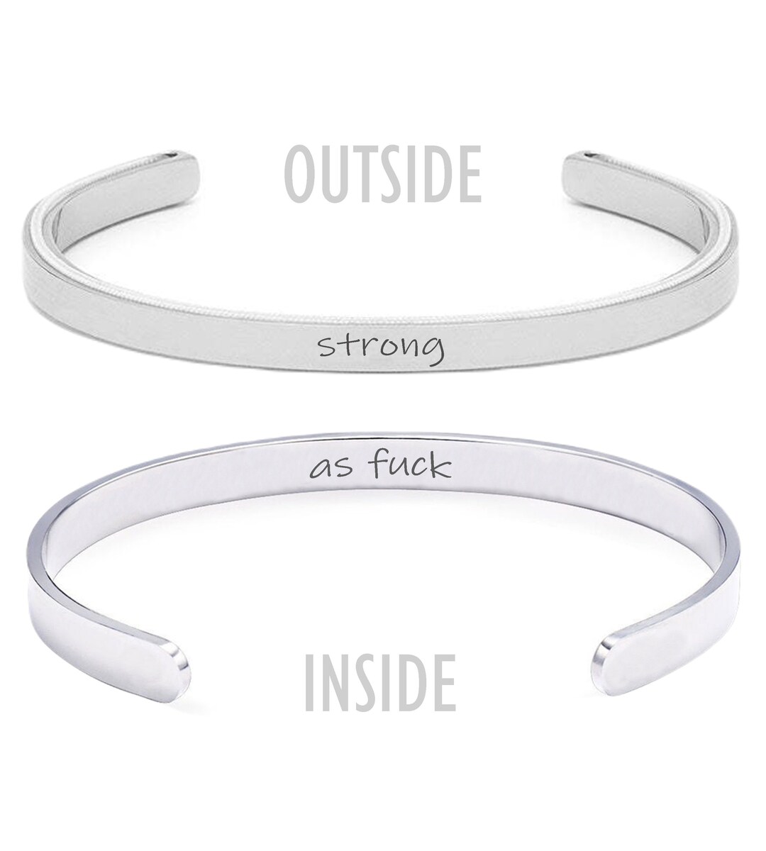 Strong as F Motivational and Inspirational Hidden Message Mantra Cuff ...