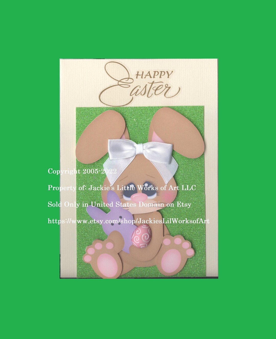 Easter Dimensional Greeting Card Whimsical Cute Tear Bunny with Bunny ...