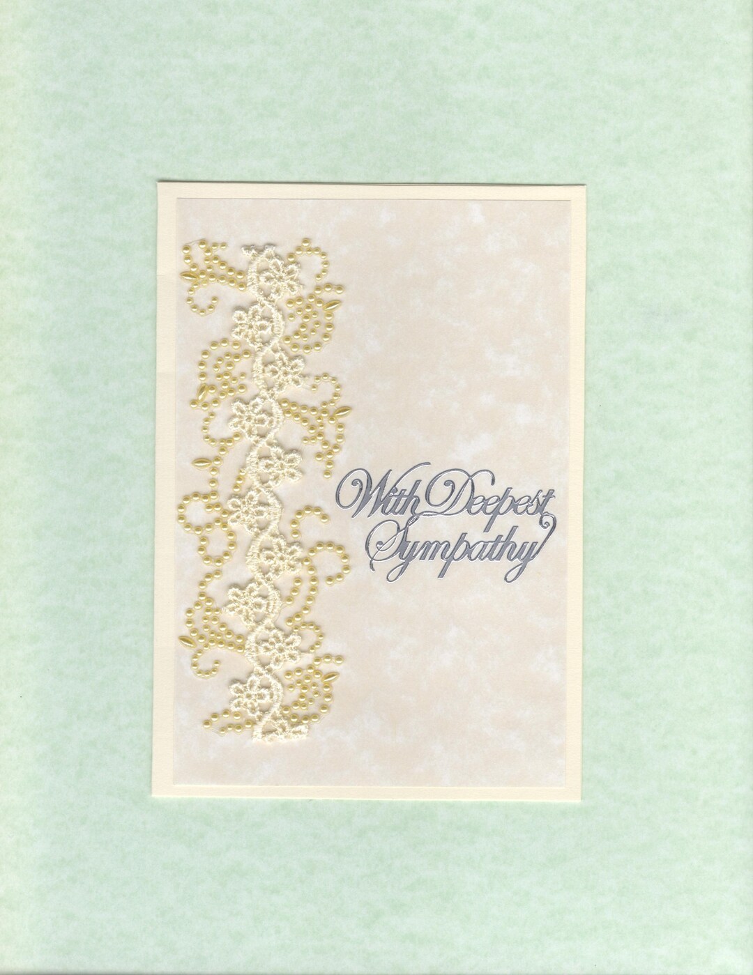 Sym034 Sympathy Card With Deepest Sympathy Elegant Pearl & Lacey Swirls ...