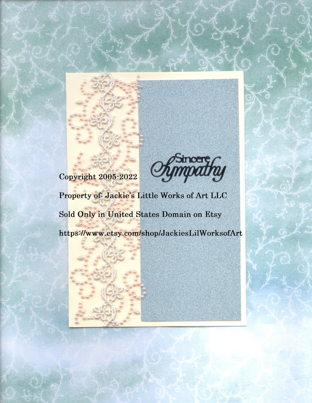 SALE Sympathy Dimensional Card Pretty Sincere Sympathy Embroidery ...