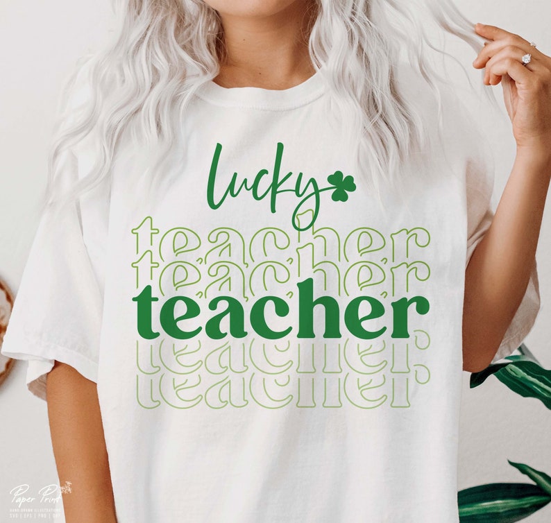 Lucky Teacher SVG St Patricks Day SVG Gift for Teacher Svg - Etsy