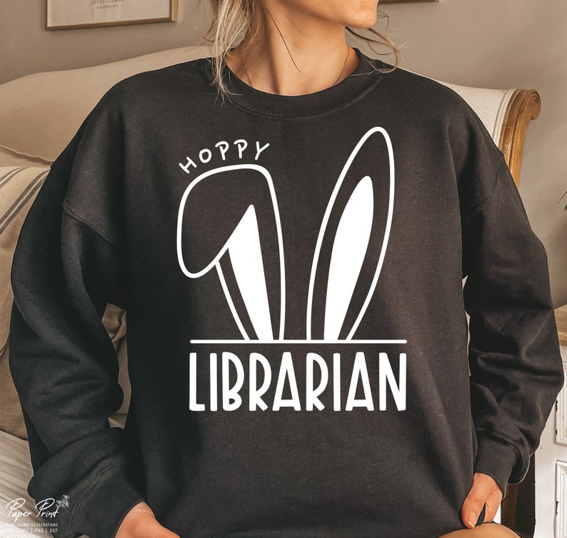 Hoppy Librarian Easter Bunny SVG PNG, Teacher Gift, Cut Files (digital ...