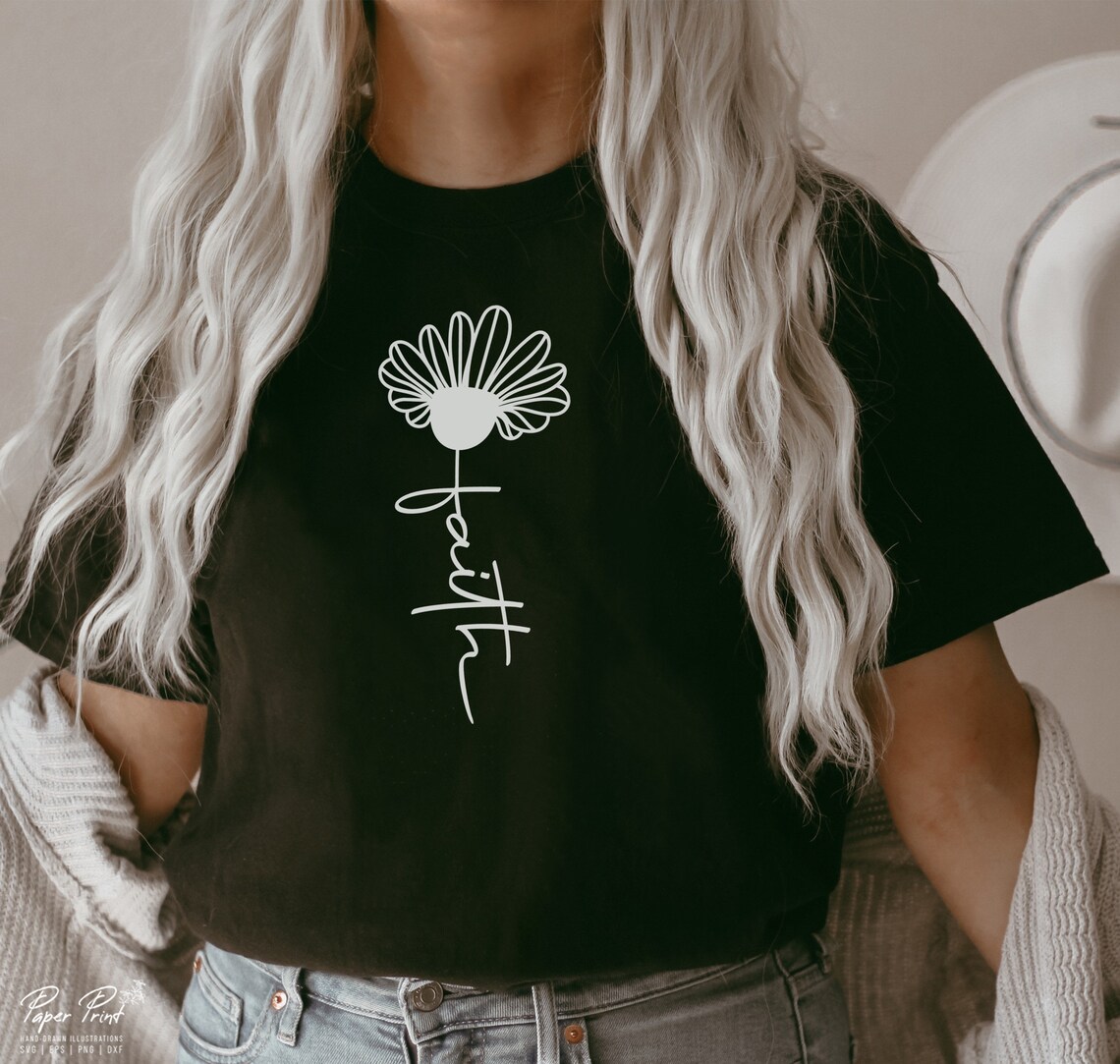 Faith Flower Svg Faith Text Through Svg Christian Svg Cross | Etsy