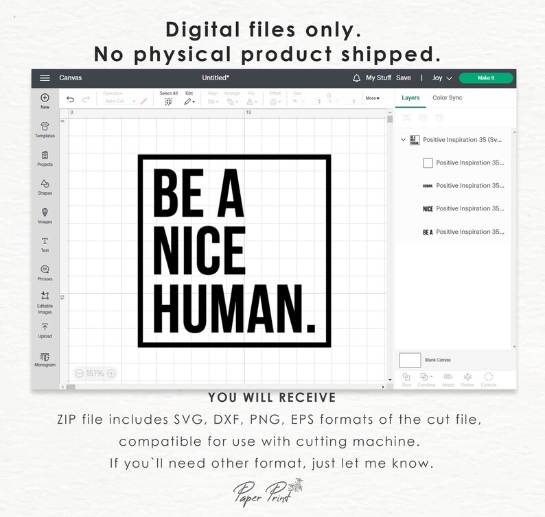 Be A Nice Human SVG, Inspirational Kindness Quote (digital Files) - Etsy