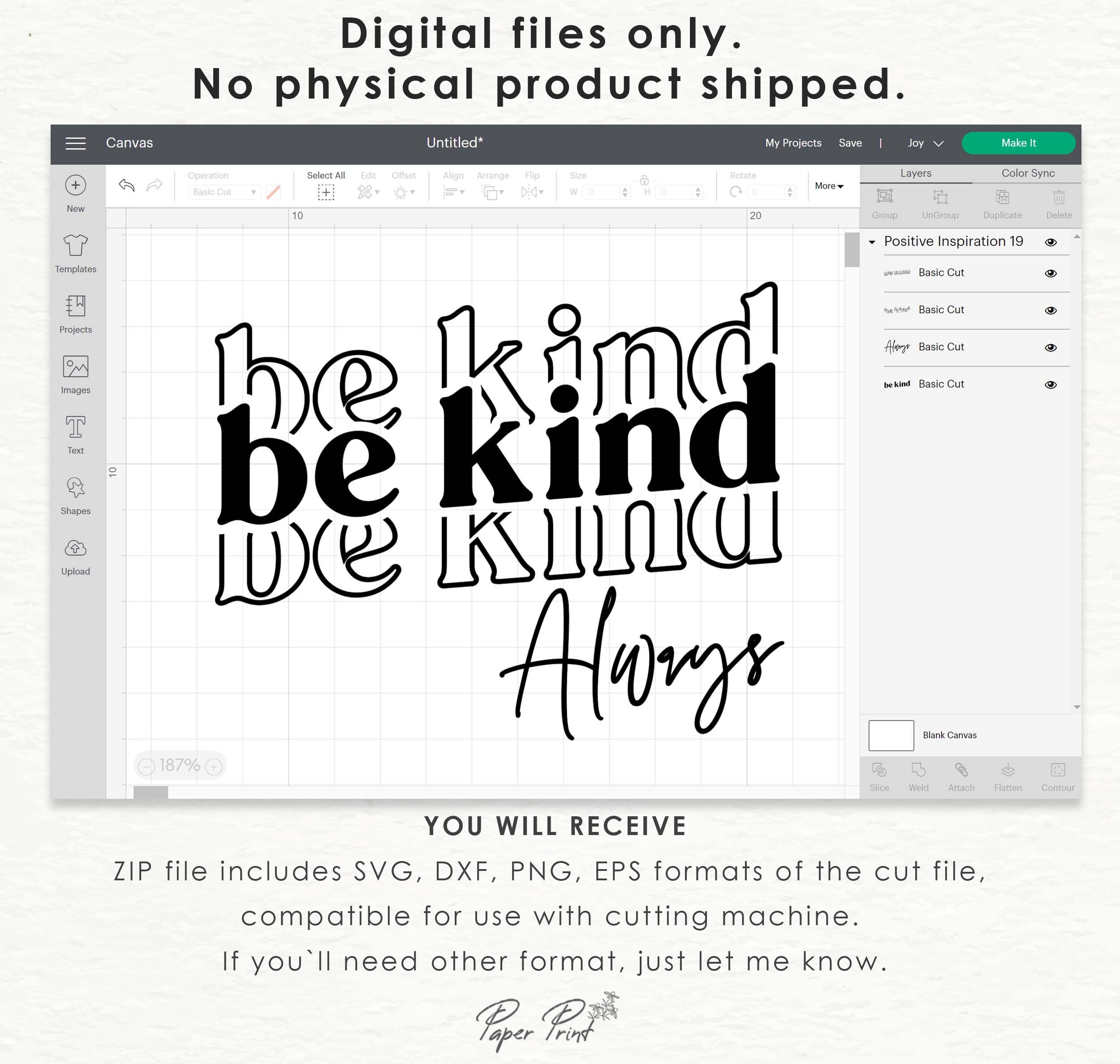 Be Kind Always SVG, Positive Quote Cut File (digital Download) - Etsy