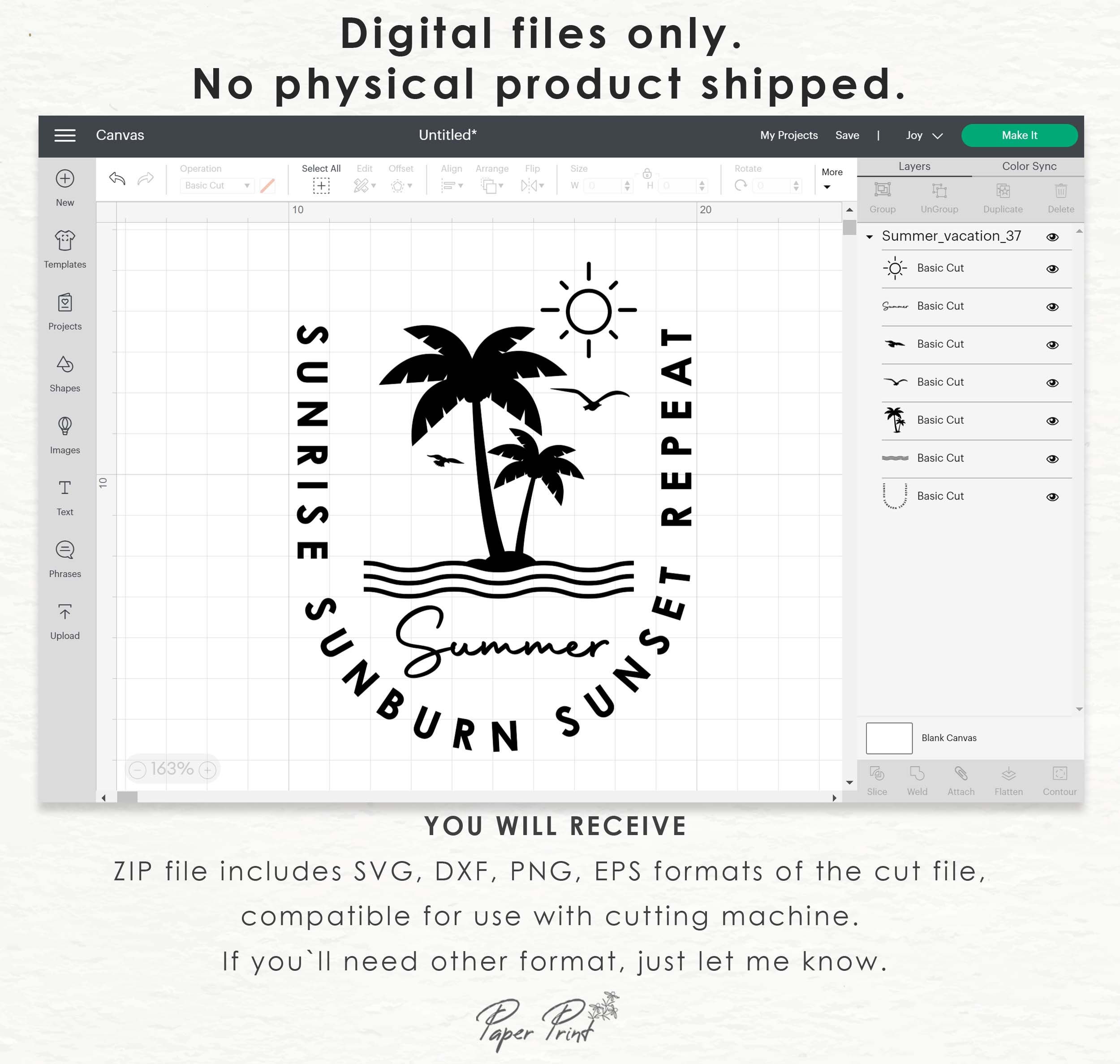 Summer Sunrise Sunset Repeat Design SVG PNG, Vacation Beach Life ...