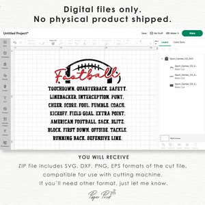 American Football SVG, Football Typography Word Customizable PNG ...