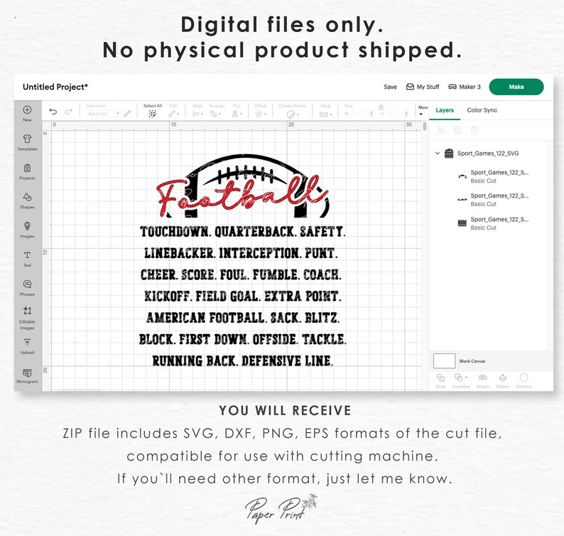 Football Typography SVG, Customizable Word Art, Cut Files (png, Svg ...