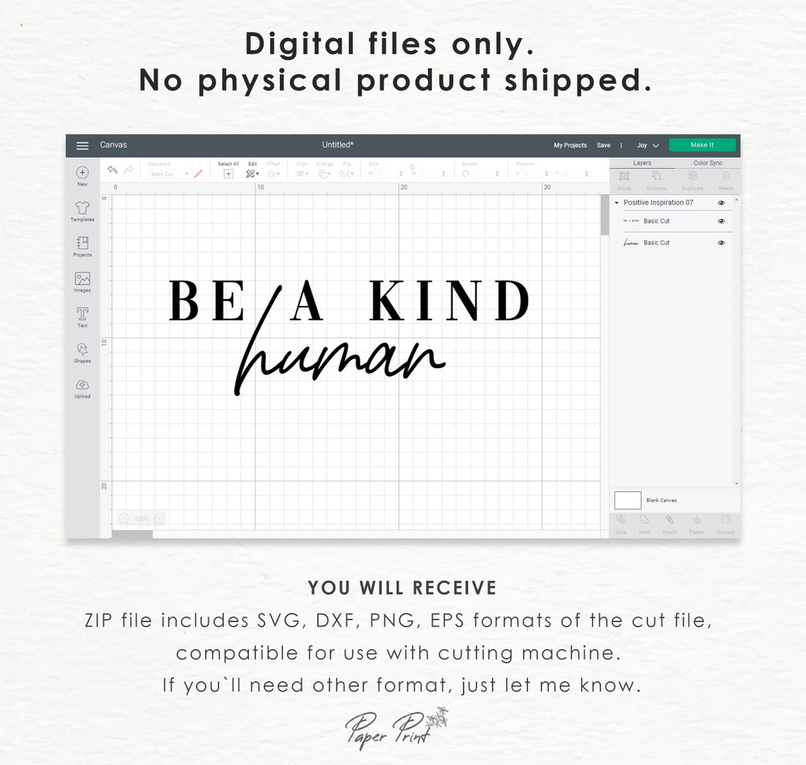 Be Kind Human SVG, Inspirational Positive Quote (digital Files) - Etsy