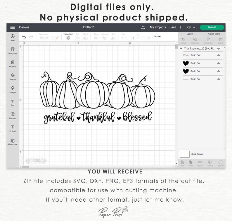 Grateful Thankful Blessed Pumpkin SVG, Fall Thanksgiving (digital Files ...