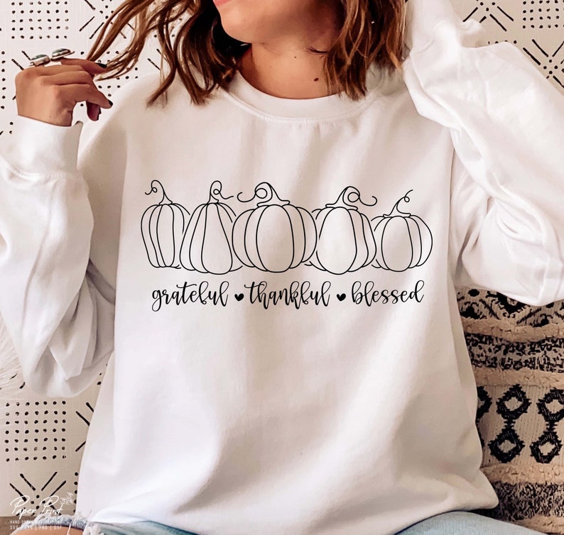 Grateful Thankful Blessed Pumpkin SVG, Fall Thanksgiving (digital Files ...