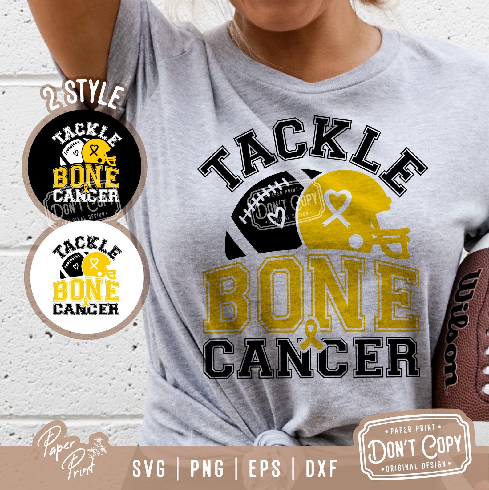 Bone Cancer Awareness SVG PNG, Tackle Bone Cancer Football Svg, in July ...