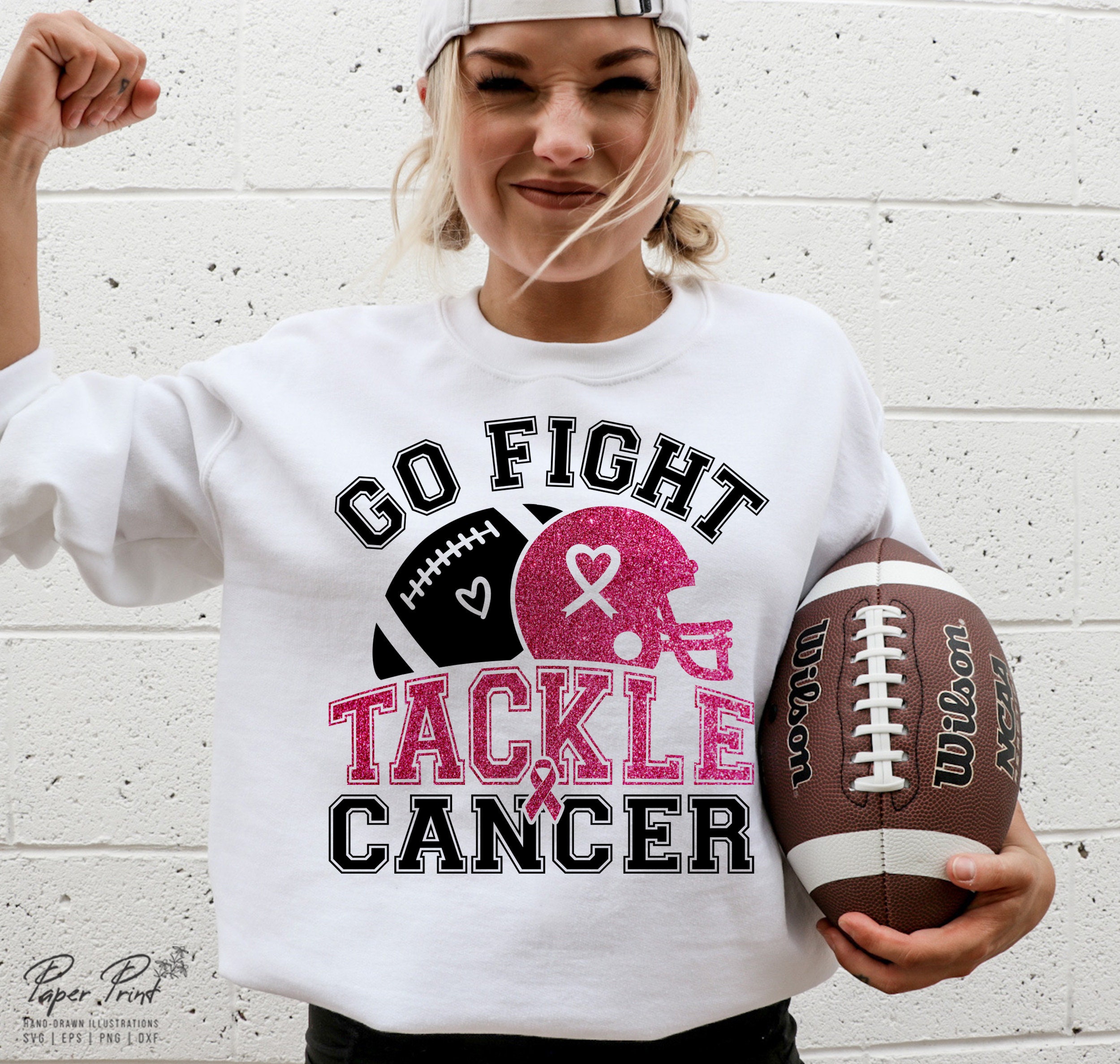 Go Fight Tackle Cancer Football Svg, Breast Cancer Awareness SVG & PNG ...