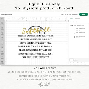 Softball SVG, Softball Typography Word Customizable PNG, Softball Lover ...