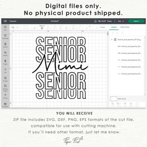 Senior Mimi SVG, Family Graduation Shirt, Cricut Cut Files (digital) - Etsy