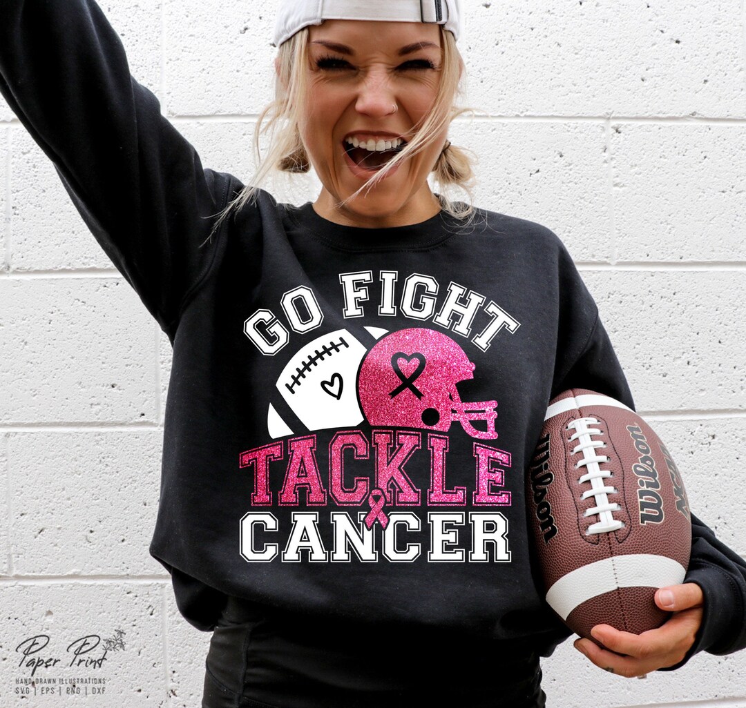 Go Fight Tackle Cancer Football Svg, Breast Cancer Awareness SVG & PNG ...