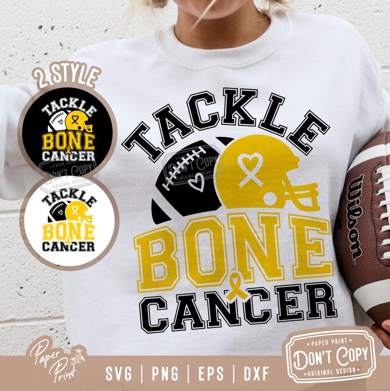 Bone Cancer Awareness SVG PNG, Tackle Bone Cancer Football Svg, in July ...