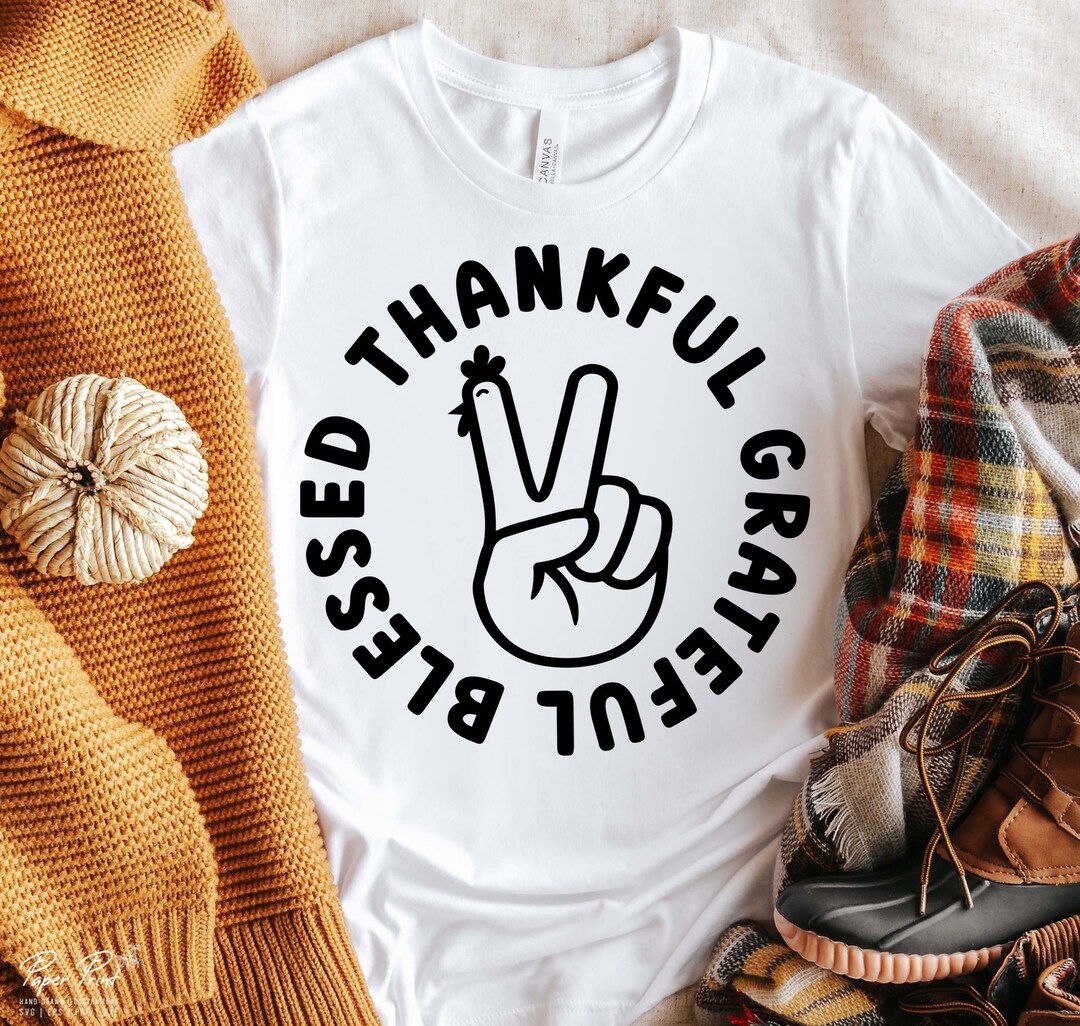 Peace Sign Turkey SVG PNG File, Thankful Grateful Blessed Svg ...