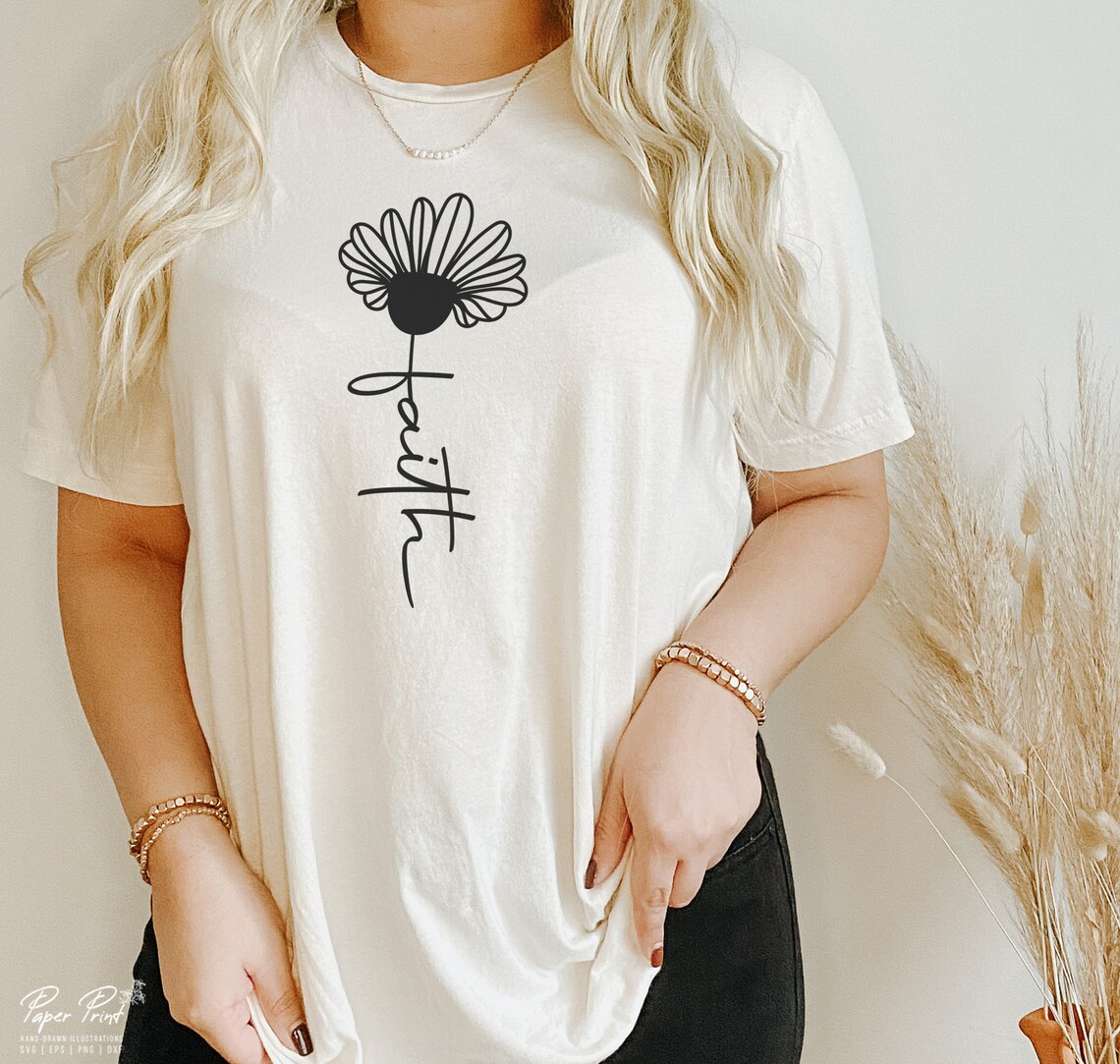 Faith Flower Svg Faith Text Through Svg Christian Svg Cross - Etsy