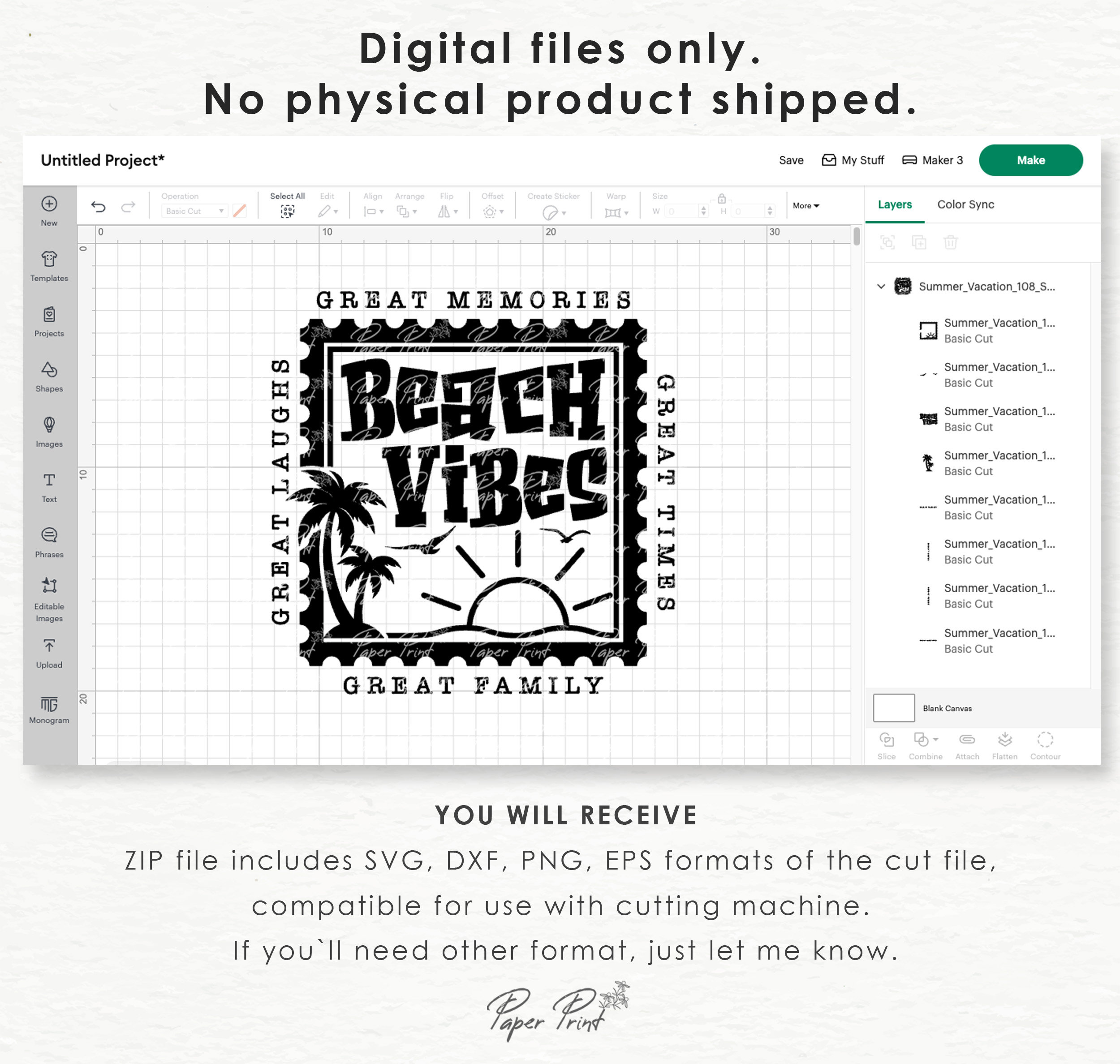 Beach Vibes Family Vacation Stamp Design SVG PNG, Beach Life SVG, Beach ...