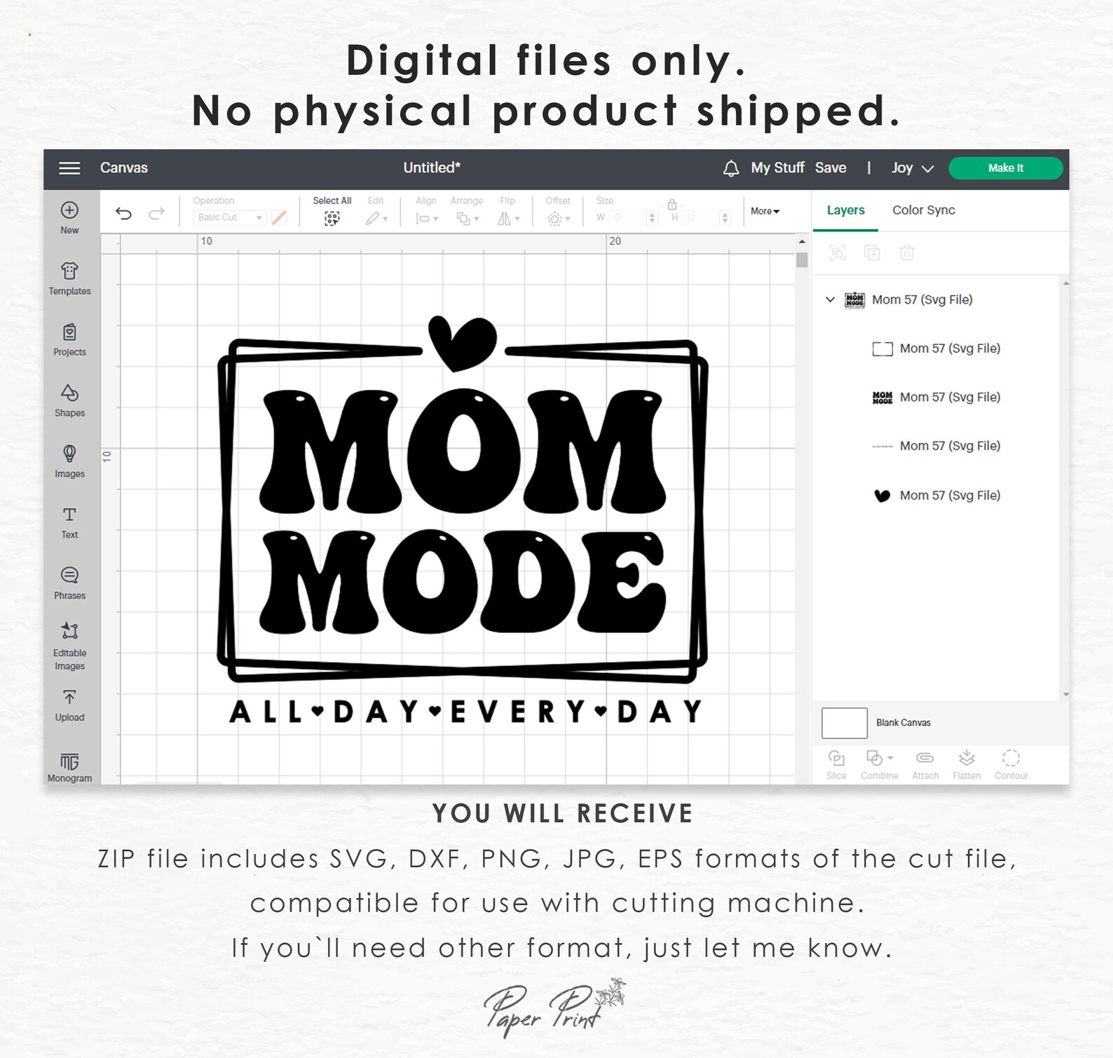 Mom Mode All Day Every Day Svg Mothers Day SVG Mom Shirts - Etsy