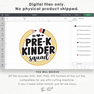 Pre-k Kinder Squad SVG PNG, Preschool Crew SVG, Kindergarten Teacher ...
