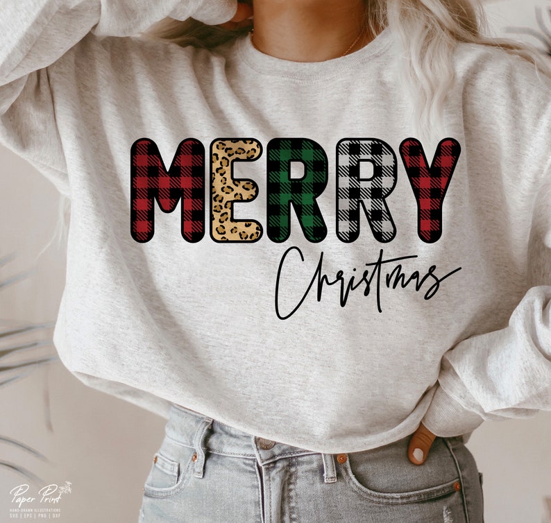 Merry Christmas Buffalo Plaid SVG PNG Vintage Christmas Svg - Etsy