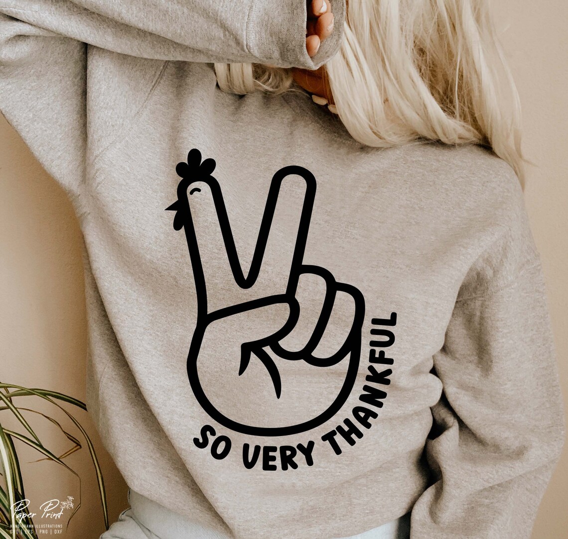 So Very Thankful SVG PNG, Peace Sign Turkey Svg, Thanksgiving ...