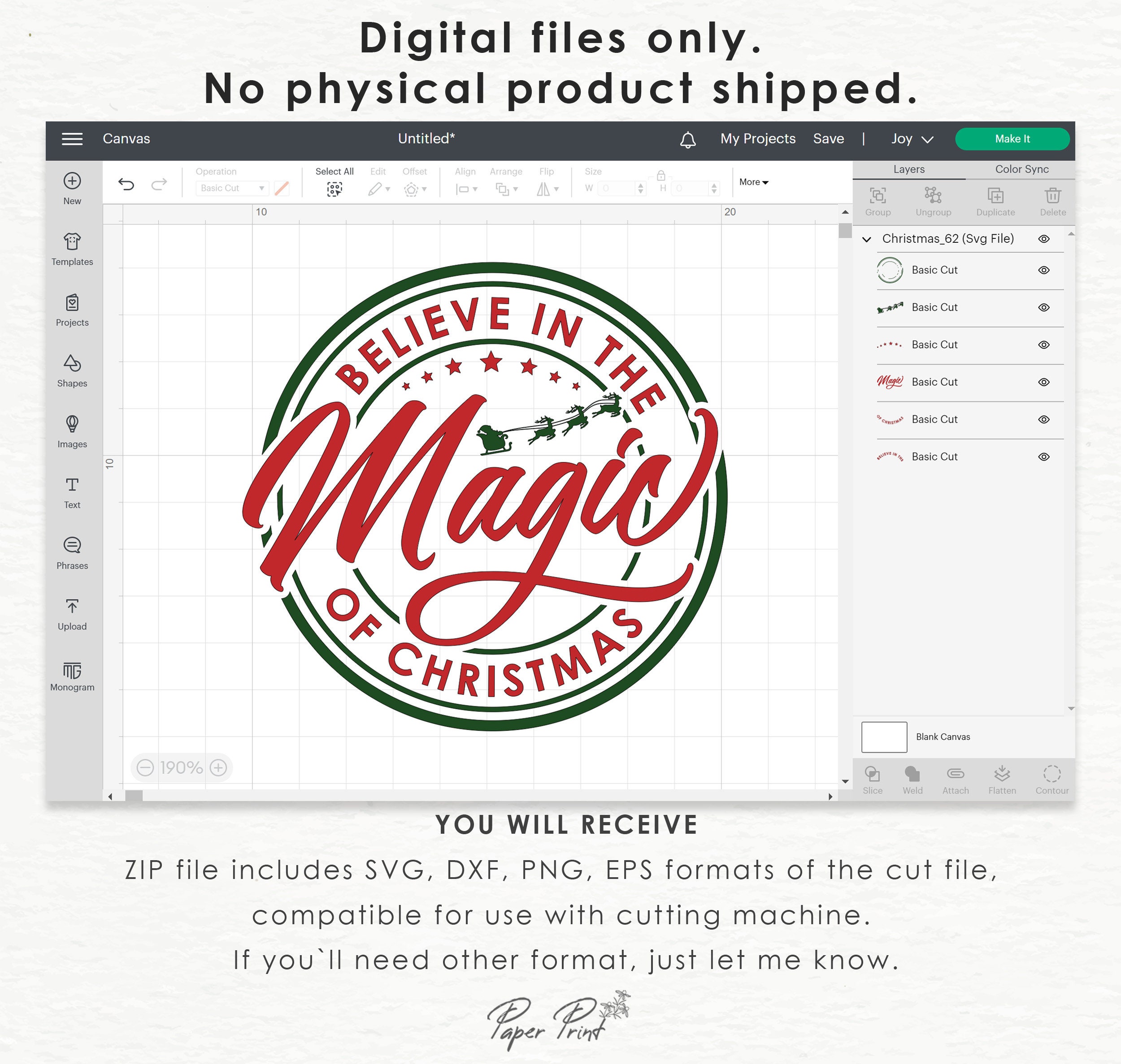 Believe in Christmas Magic SVG, Cricut & Sublimation Files - Etsy