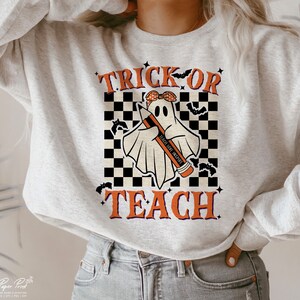 Trick or Teach PNG SVG, Funny Halloween Teacher Shirt Svg, Spooky Vibes ...