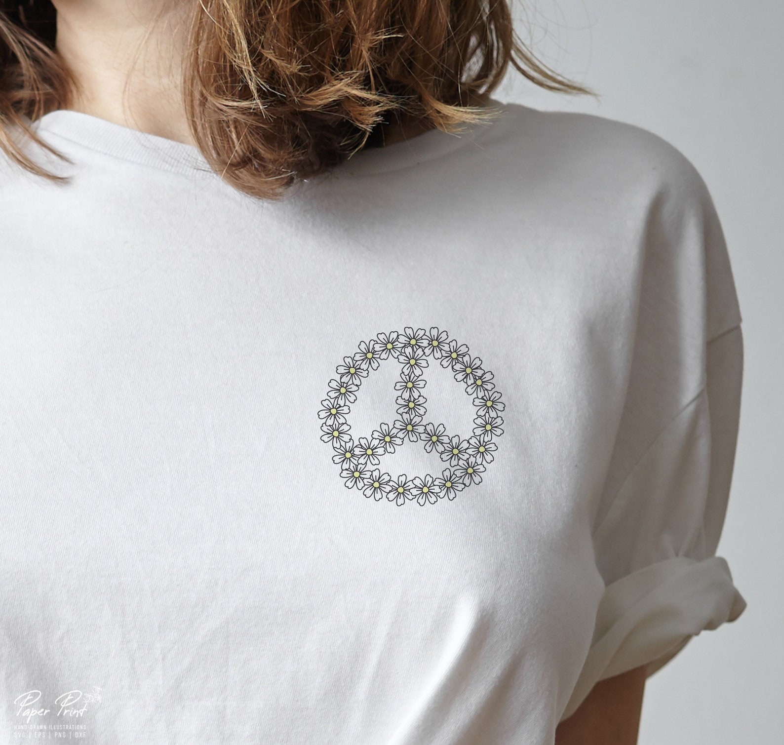 Daisy Peace Svg, Peace Sign Svg, Hippie Svg, Floral Svg, Flower Svg ...
