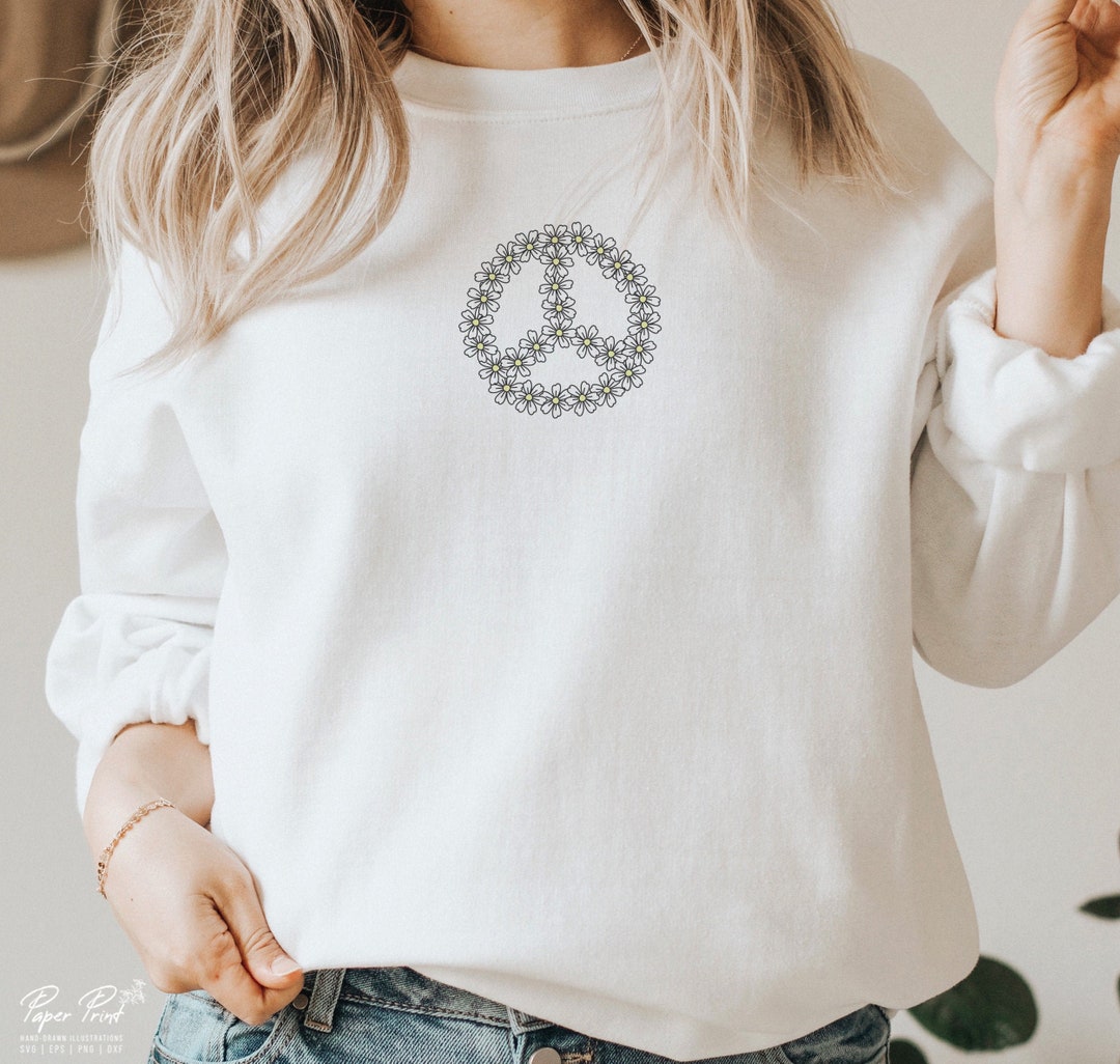 Daisy Peace Svg, Peace Sign Svg, Hippie Svg, Floral Svg, Flower Svg ...